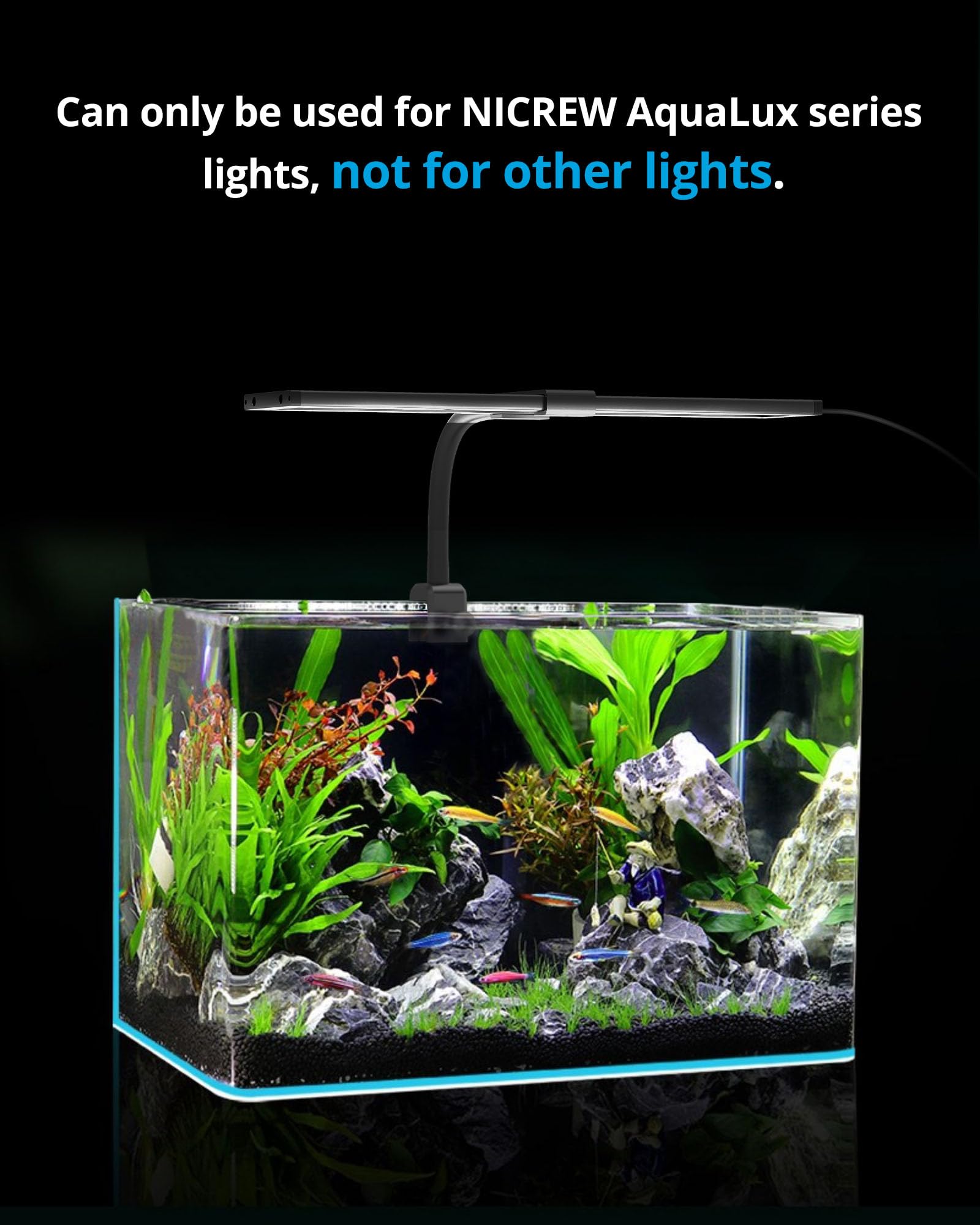 NICREW AquaLux Tank Mount, Adjustable Black Gooseneck Arm Bracket, 2 Pack (Only for NICREW AquaLux Plant LED)