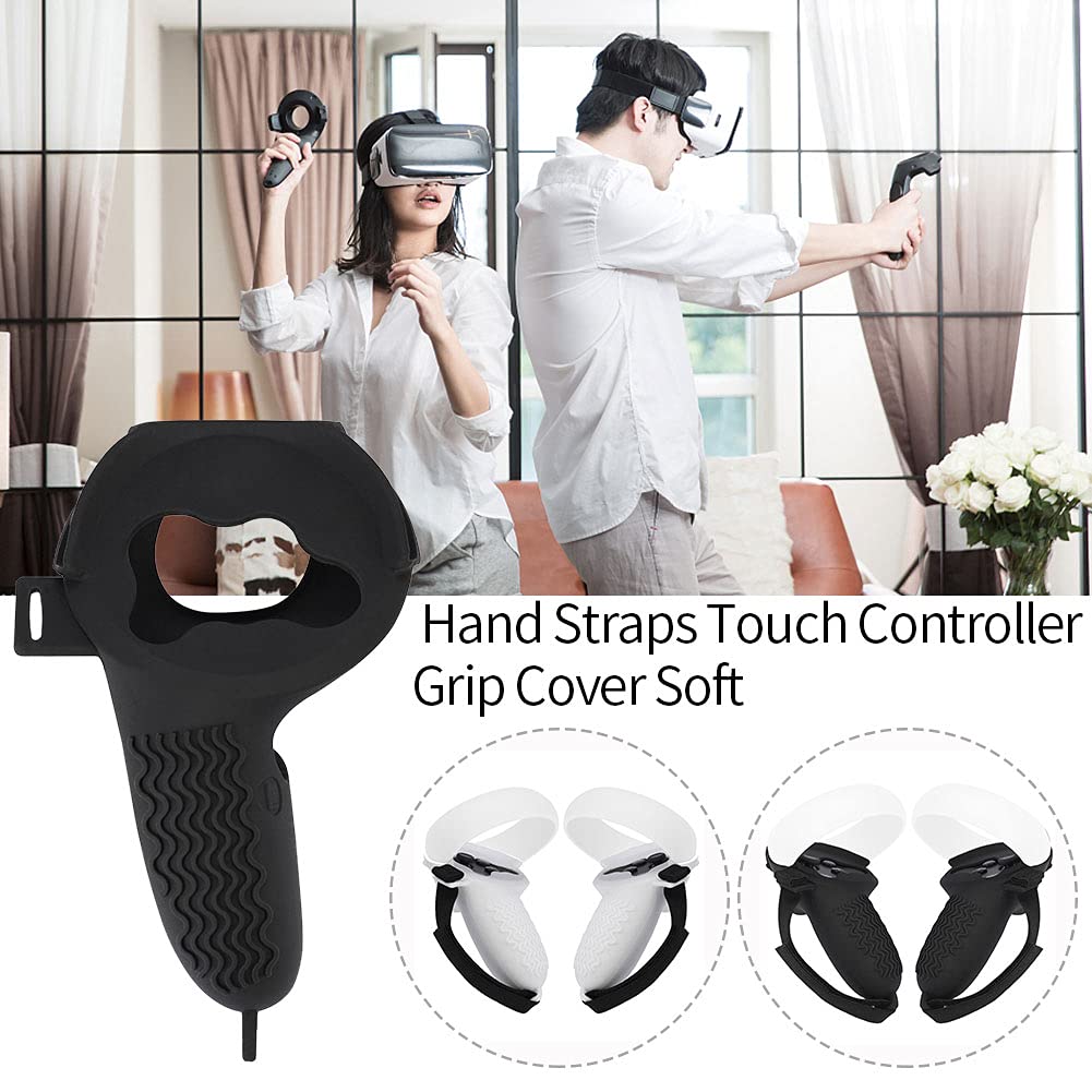 Touch Controller Grip Cover Compatible with Oculus Quest 2, Anti-Throw Handle Sleeve with Adjustable Wrist Knuckle Strap Anti-Fall Protective Silicone Sleeve with Hand Strap, Controller Protector
