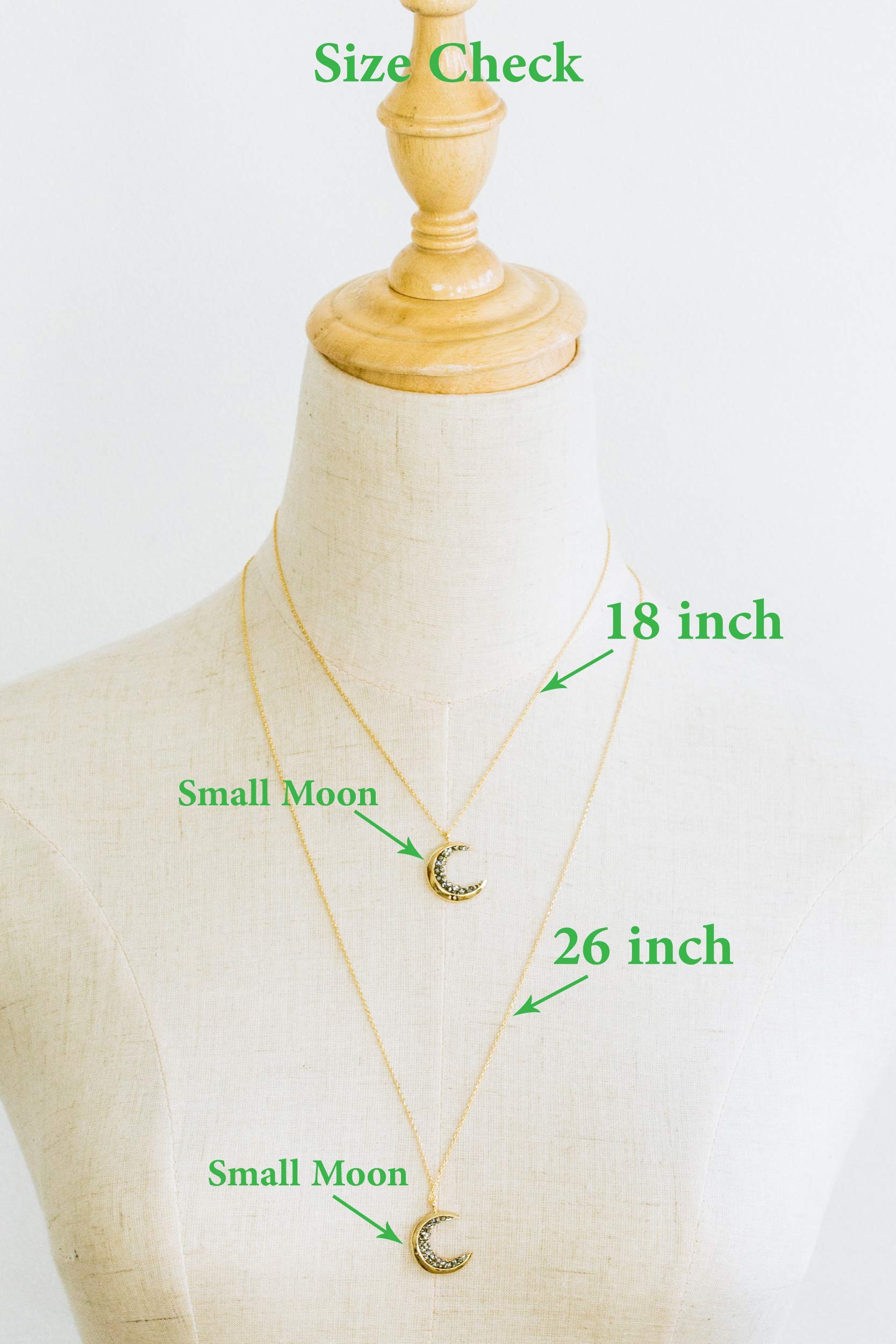ONDAISY Rhodium Plated Black Cz Gypsy Planet Small Half Crescent Sailor Luna Moon Pendant Charm 18inch Chain Necklace