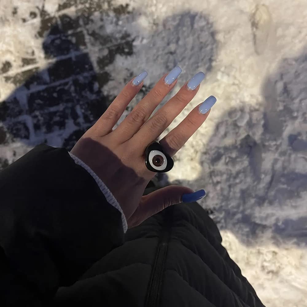 VOPIPO 3pcs Resin Rings Chunky Statement Plastic Rings Cute Heart Shaped Big Eye Aesthetic Rings Trendy Personalized Stacking Finger Acrylic Ring Set for Women