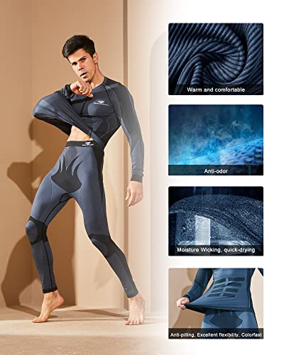 Thermal Underwear Set Sport Compression Set Hunting Gear Long Johns Breathable Perspiration Base Layer for Outdoor Activities Grey