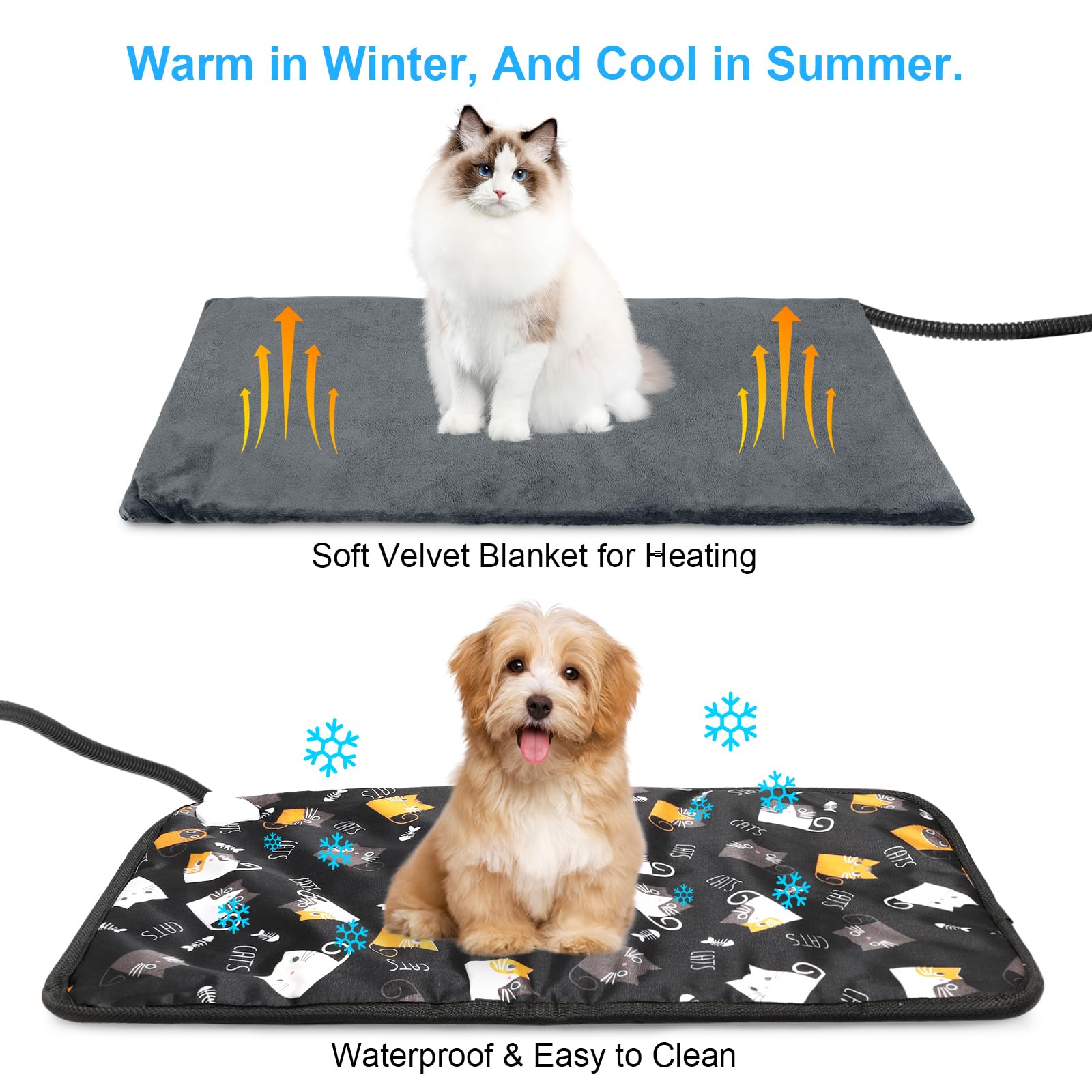 Pet Heating Pad for Dogs and Cats,Dog Cat Heating Pad with Auto Timer and Chew Resistant Cord, 9 Adjustable Temperature Waterproof Heated Pet Bed Mat,27.5 x 17.7 inchesā¦