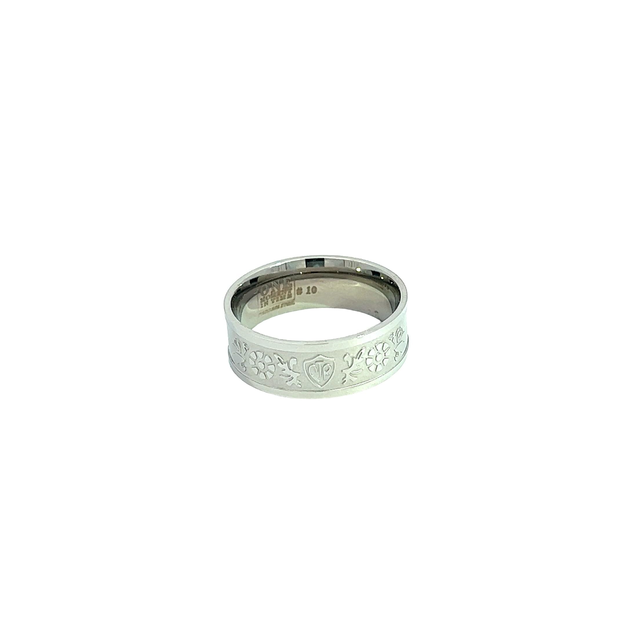 One Moment In Time J125 Size 5 Daisy Flower Scroll Stainless Steel Ring Mormon LDS CTR