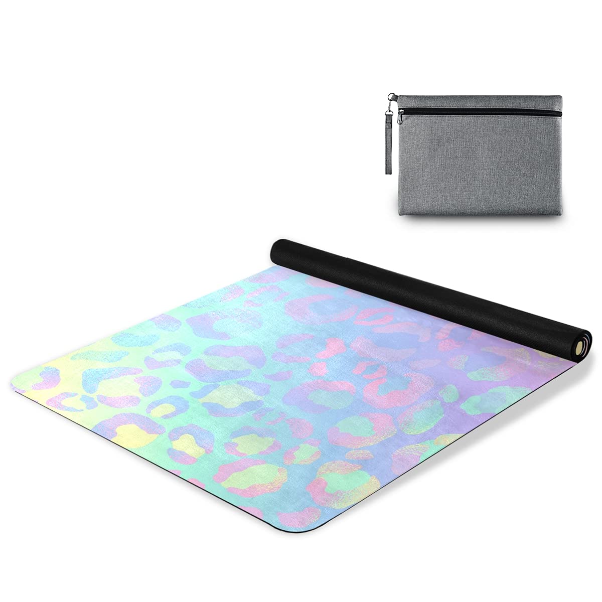 senya Rainbow Leopard Print Cheetah Yoga Mat Cover, Non Slip Exercise Mat Cover High Performance Grip, Coming with Carry Bag(7ue6a)