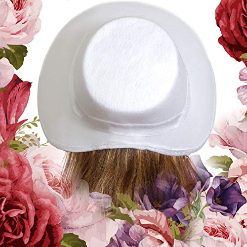 Skeleteen Vintage Old Fashioned Bonnet - White Colonial Pioneer Prairie Felt Sun Hat Costume Bonnets for Women and Children