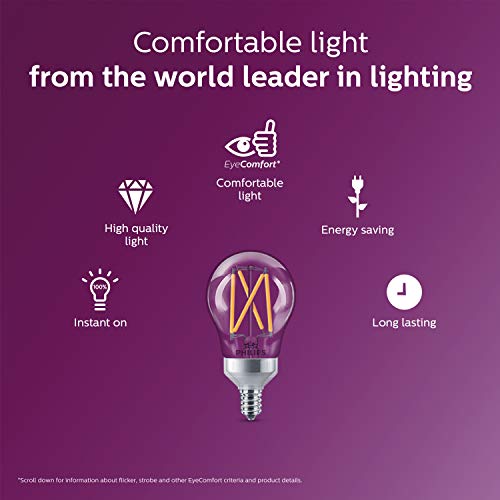 Philips LED Flicker-Free Dimmable A15 Light Bulb, 350 Lumen, Soft White Light (2700K), 3.8W=40W, E17, Title 20 Certified, 8-Pack