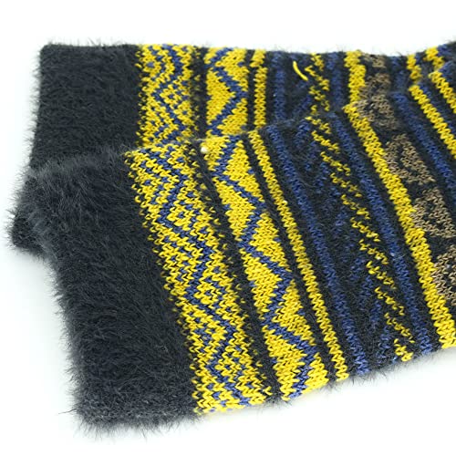 TSoduce Winter Wool Socks for Women Vintage Warm Thick Cozy Rabbit Wool Thermal Boot Crew Hiking Ladies Socks Pack 3 Pairs (Group A)