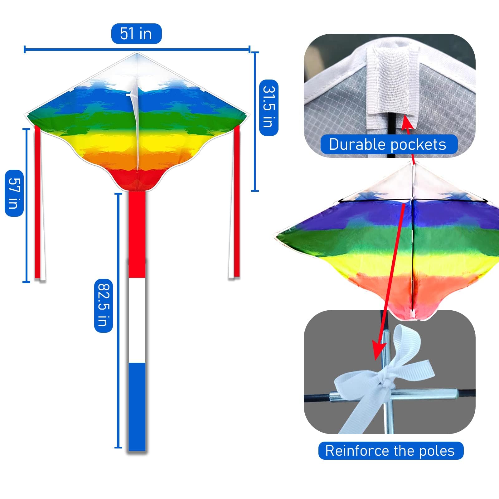 Simxkai Kite for Kids Adults,Easy to Fly,Best Delta Kite for Beginners Toddlers,Durable Kite c/w 300ft String