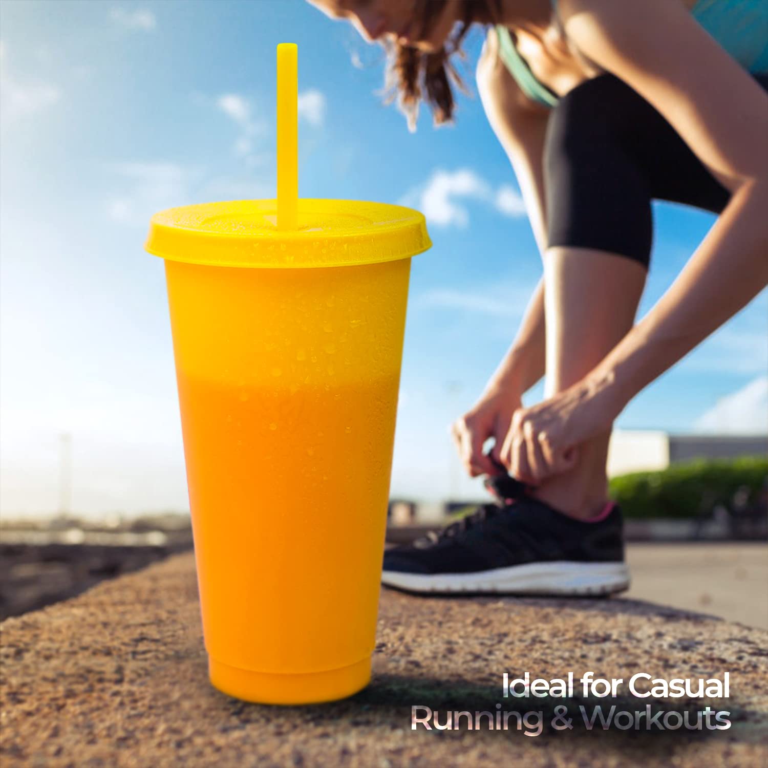 Osprey Store Color Changing Cups Tumblers with Lids and Straws - 5 Reusable Tumblers Plastic Cold Cups for Adults Kids 24 Oz Tumbler