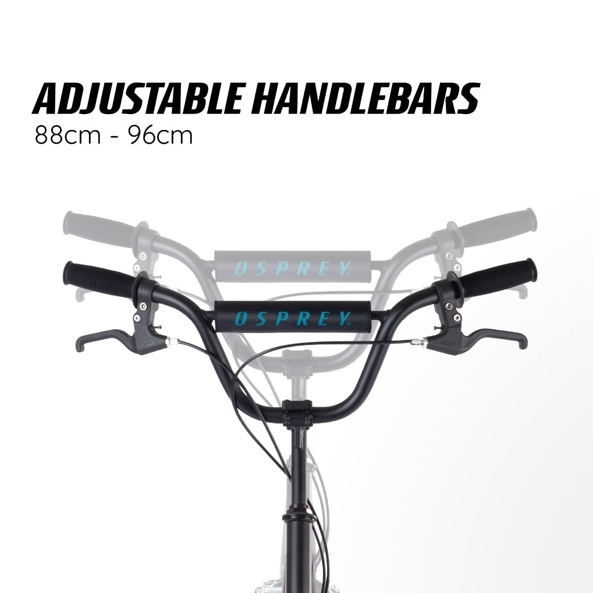 Osprey BMX Scooter | Adult Scooter with Big Wheels, Adjustable Handlebars and Off-Road Calliper Brakes, Black