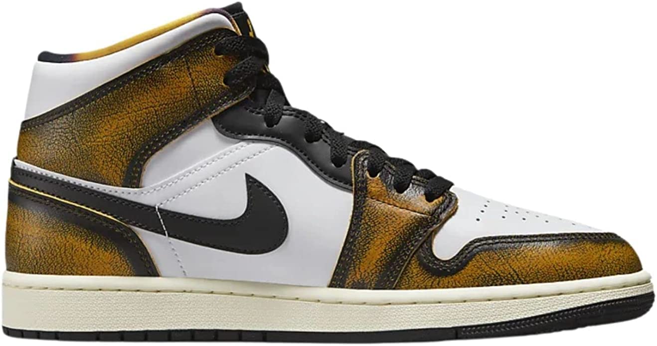 Nike Men's Air Jordan 1 Mid SE Shoes, Black/Taxi-white-sail, 12