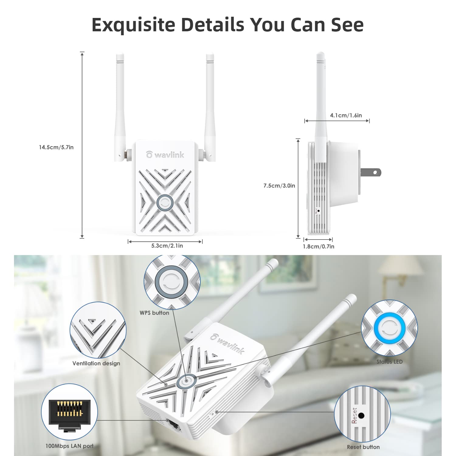 WAVLINK WiFi Extender, WiFi Range Extenders High Speed Signal Booster 1200Mbps 2.4 + 5Ghz Dual Band Wi-Fi Amplifier Repeater (N400-WiFi Extender)