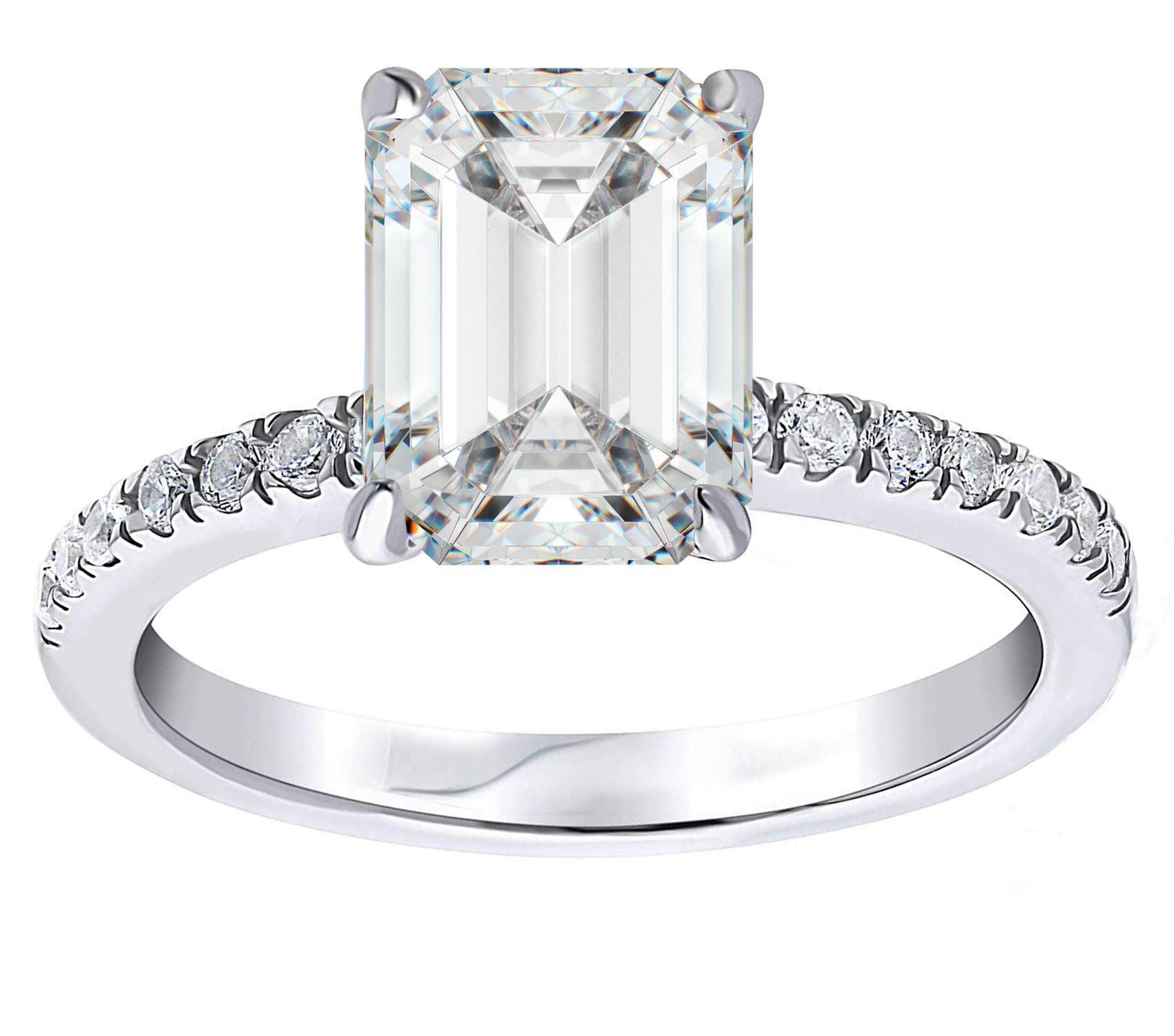 Savlano 18K Gold Plated Emerald & Round Cut Cubic Zirconia Wedding Engagement Women Statement Ring (6)