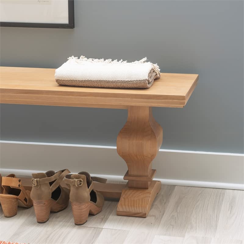 Powell Furniture Linon Larson Pine Wood Bench in Rustic Honey Brown