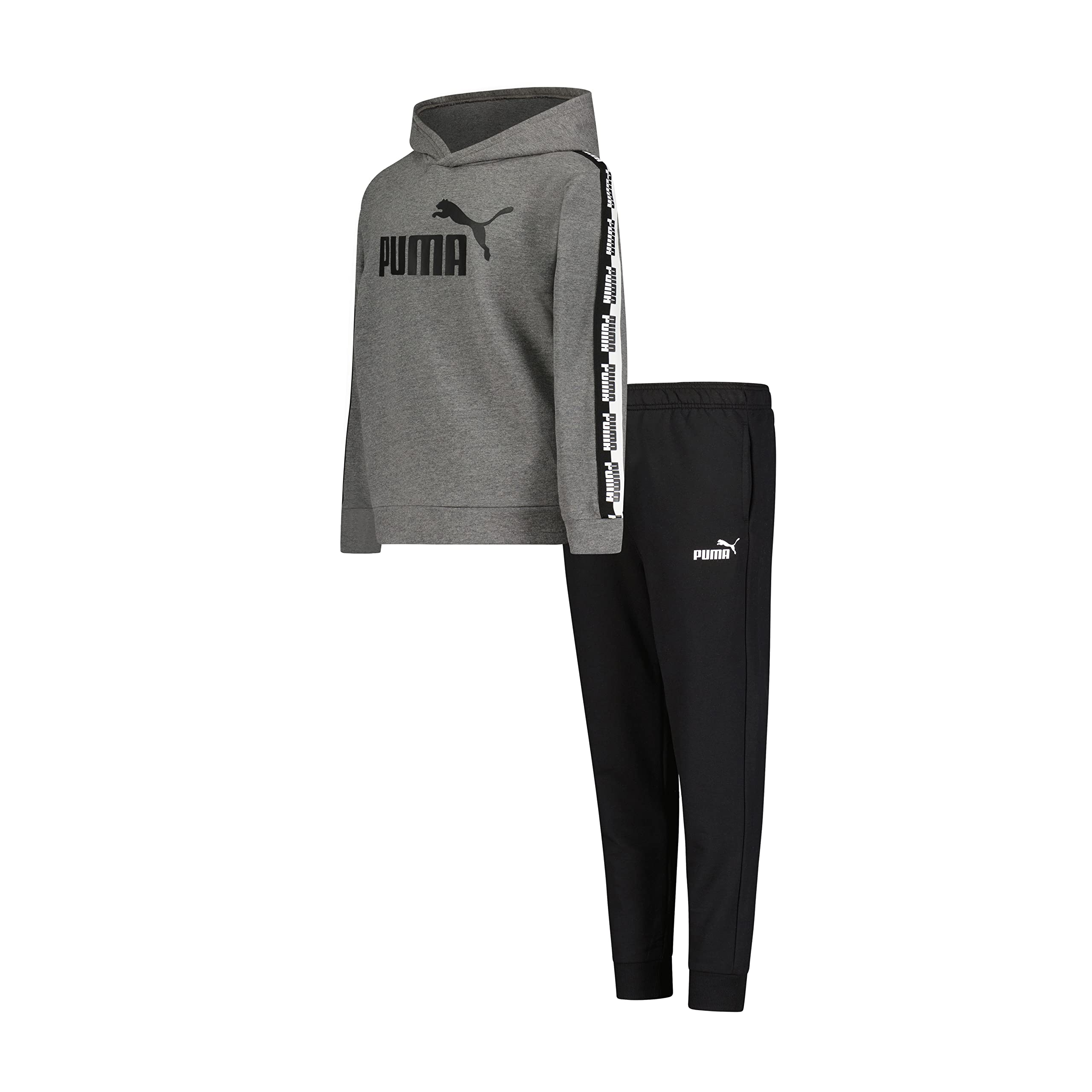 PUMA Boys' Fleece Pullover Hoodie & Jogger Set, High Risk Red, Small