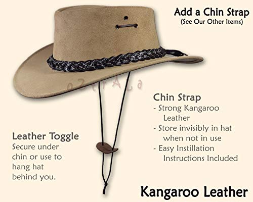 Oztrala】Leather Hat Crocodile Band Australian Outback Dundee Aussie Mens Womens Jacaru Black Brown Cowboy HLC1 US (Black, ML)