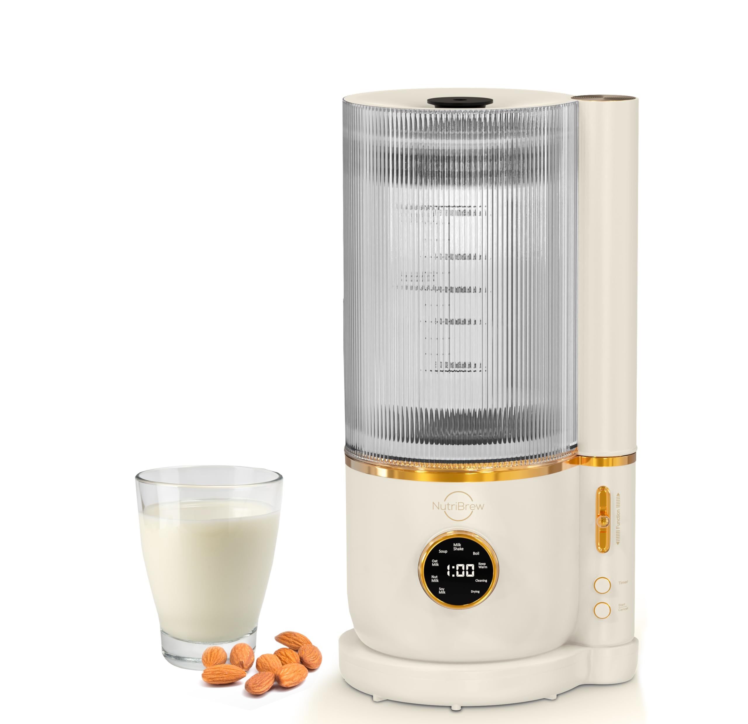 NutriBrew 50oz Automatic Nut Milk Maker Machine (1500 ml) Homemade Almond, Oat Soy Milk & More Plant Based Milk and Dairy Free Beverages Intelligent Functions With Delay Start and Easy Brew.