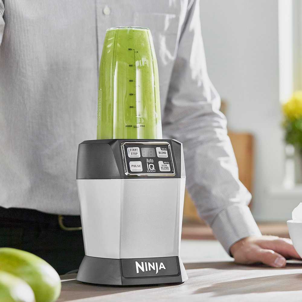 Ninja Auto-iQ Nutri Ninja Blender, Platinum | BL480 (Renewed)