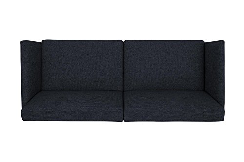 Novogratz Regal Futon with Tufted Linen Upholstery, Navy