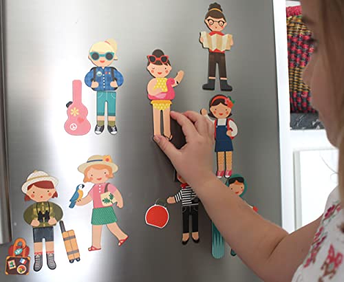 Petit Collage Magnetic Play Set, Little Travelers – Mix & Match Magnetic Game Board, Ideal for Ages 3+ – includes 2 Magnetic Scenes and over 25 Magnet Pieces, Ideal Travel Activity for Kids