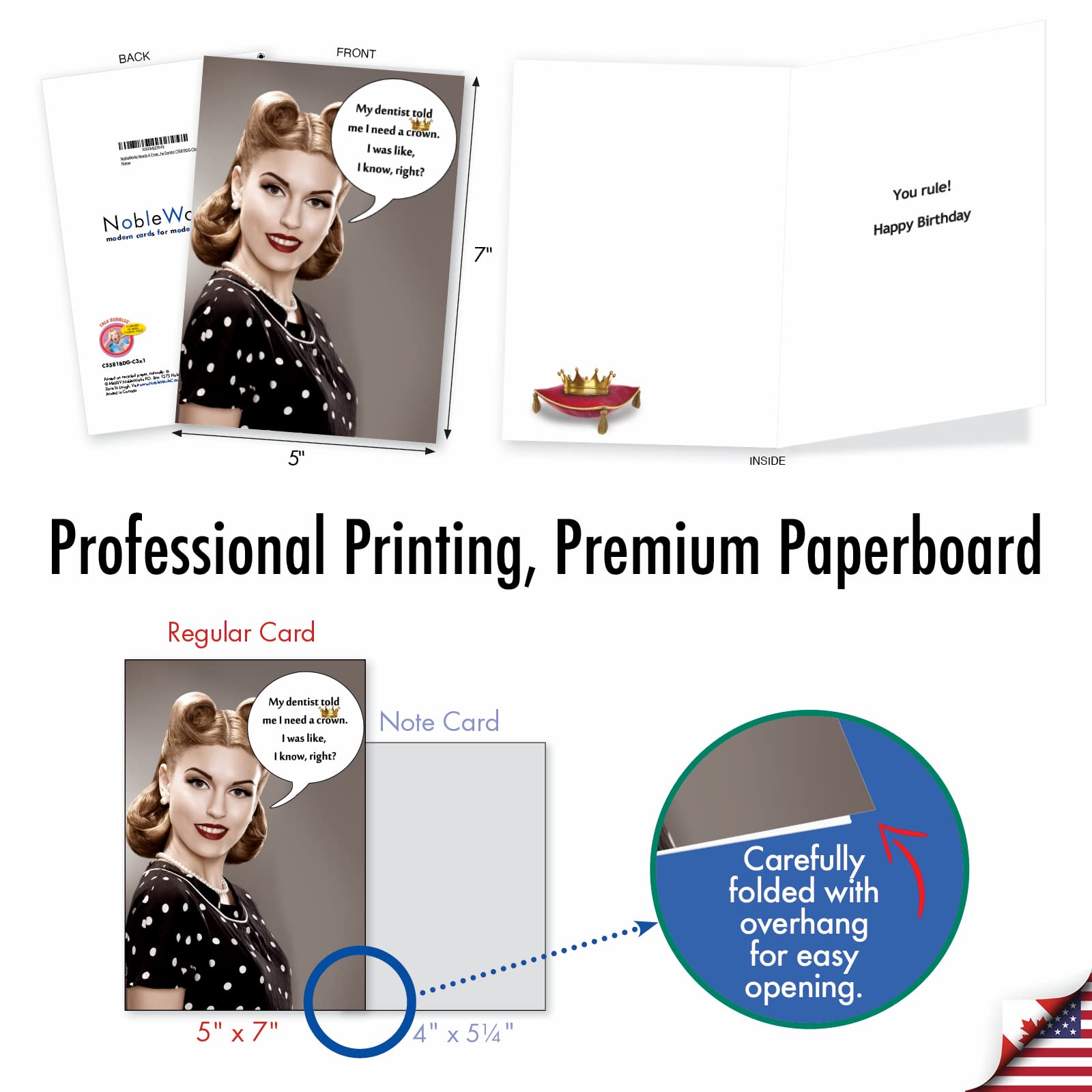NobleWorks - Pack of 3 Hilarious Birthday Greeting Cards with Envelopes (1 Designs, 3 Each) - Needs A Crown C5581BDG-C3x1