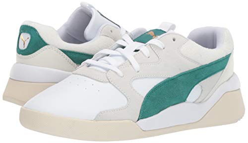 PUMA Women's Aeon Sneaker, White-Teal Green, 8 M US