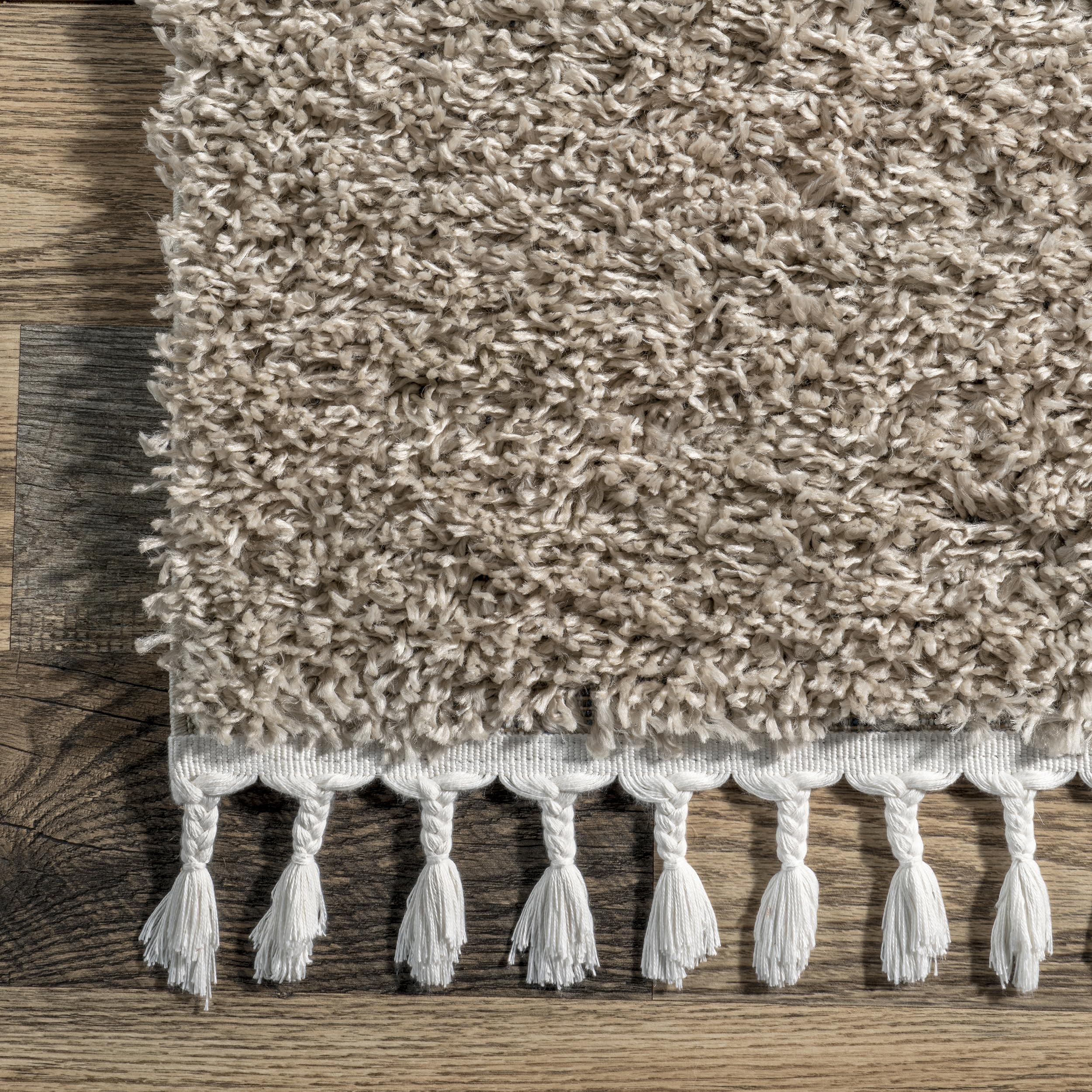 NuLOOM Neva Modern Tasseled Shag Area Rug, 5' Square, Beige