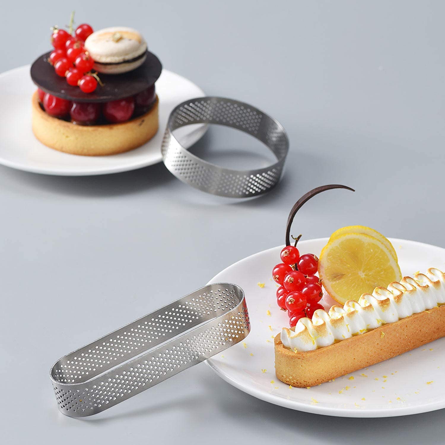 WSNM Steel Perforated Tart Rings,Heat-Resistant Porous Cake Mousse Molds,Non-Stick Bottom Tower Pie Cake Rings