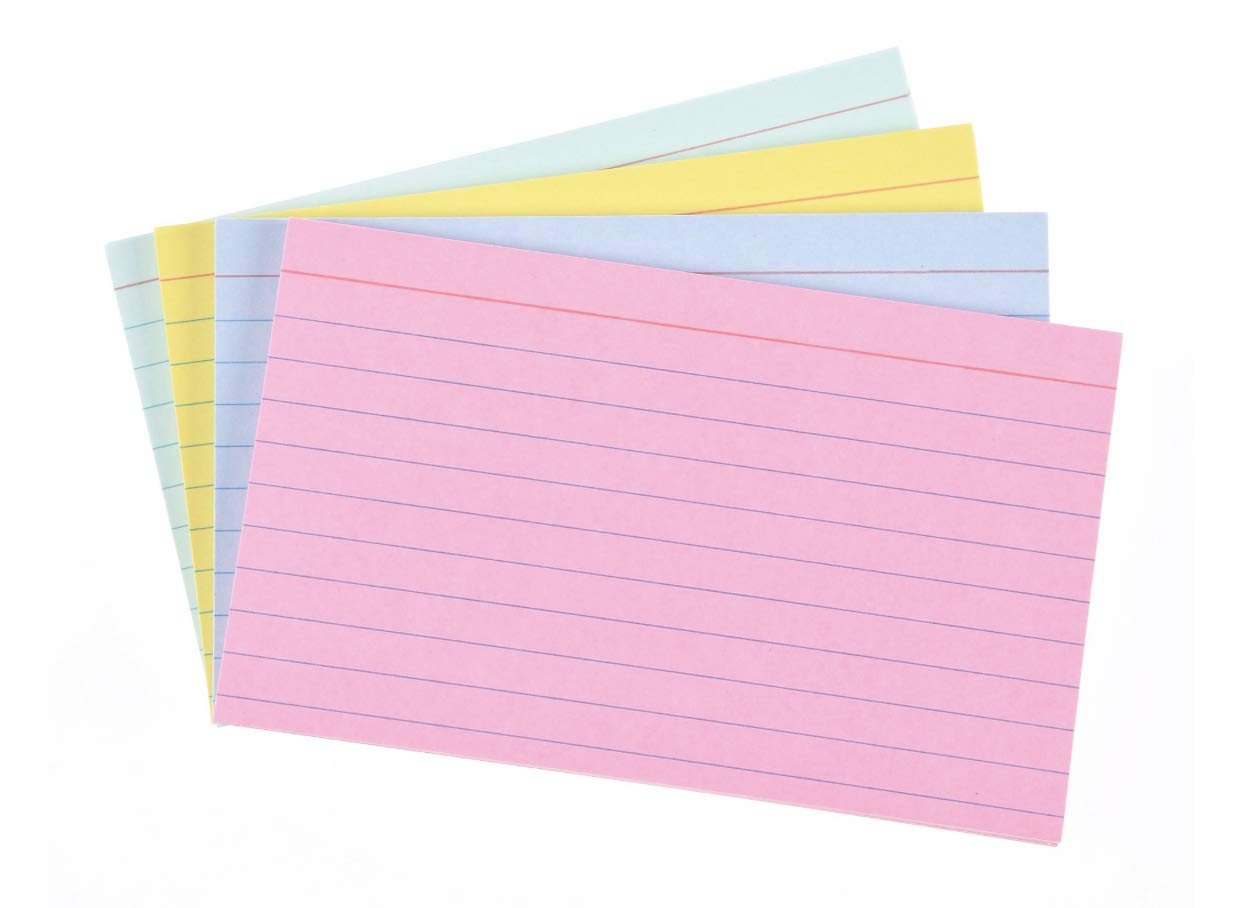 Pen + Gear Ruled Index Cards, Pastel, 3 in x 5 in, 100 Count
