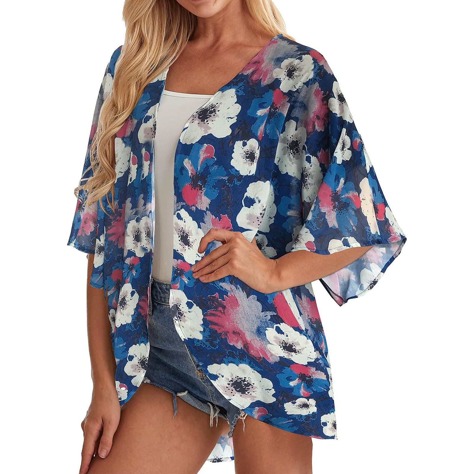 Womens Half Zipper Tops Long Sleeve Four Leaf Printed Shirts Loose Pleated Tops V Neck Pullover Sweatshirt