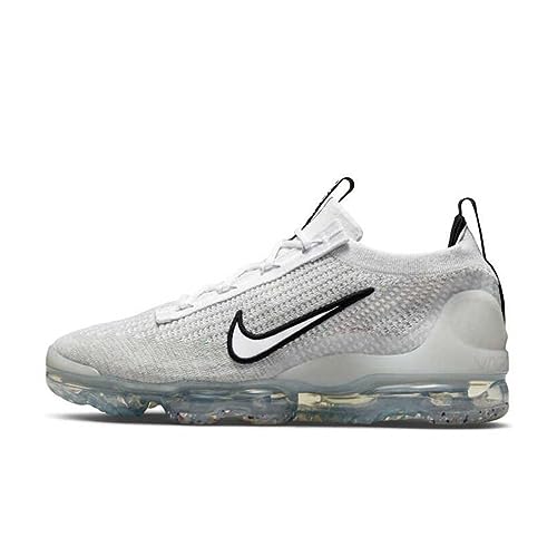 Nike Men's Air Vapormax 2021 Flyknit Sneaker, White/White/Black/Metallic Silver, 9