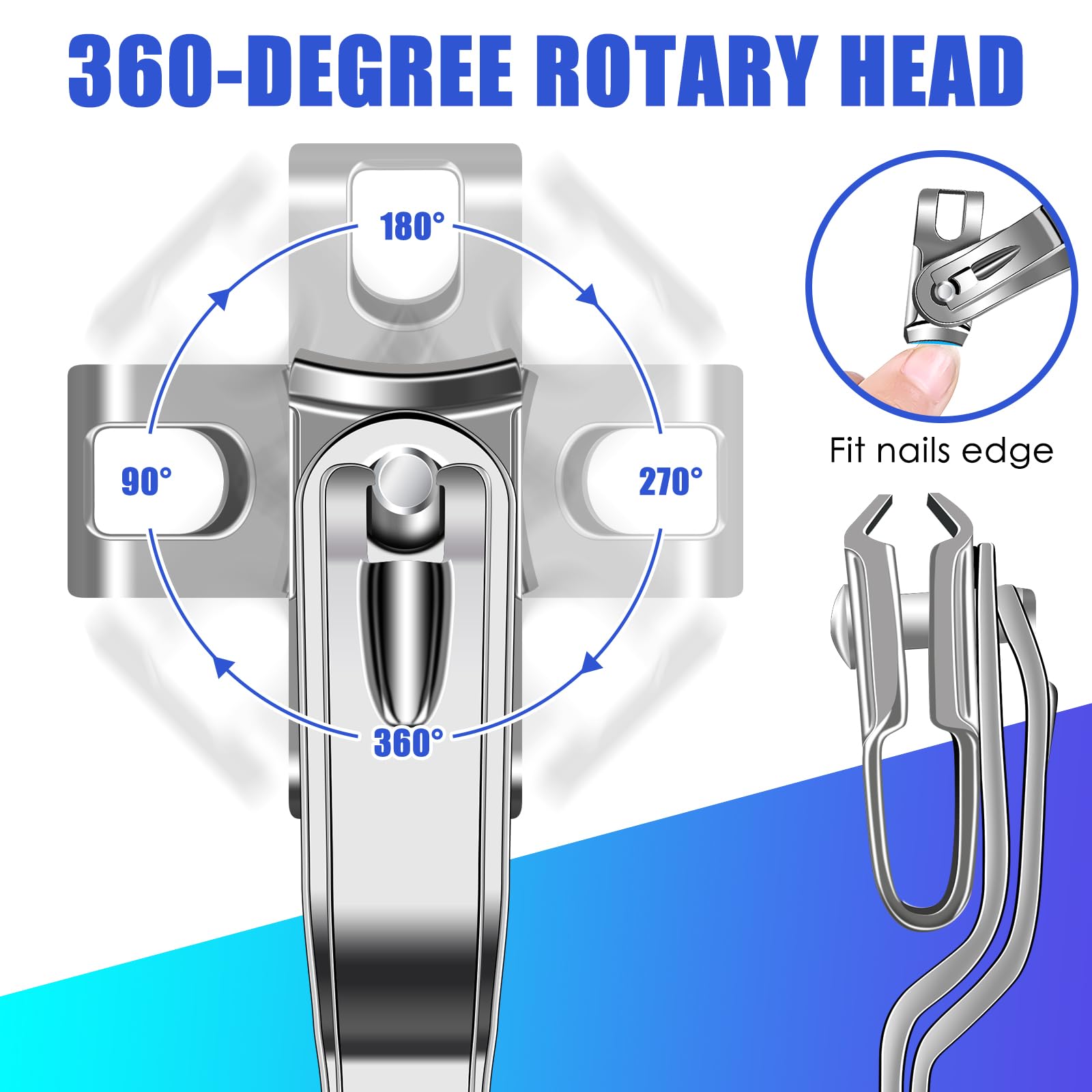 Nail Clippers for Men-Toe Nail Clipper for Thick Toenail &360 Degree Rotary Nail Clipper with Long Handle Easy Grip,Sturdy Sharp Heavy Duty Nail Clippers for Seniors with Nail File Cuticle Trimmer