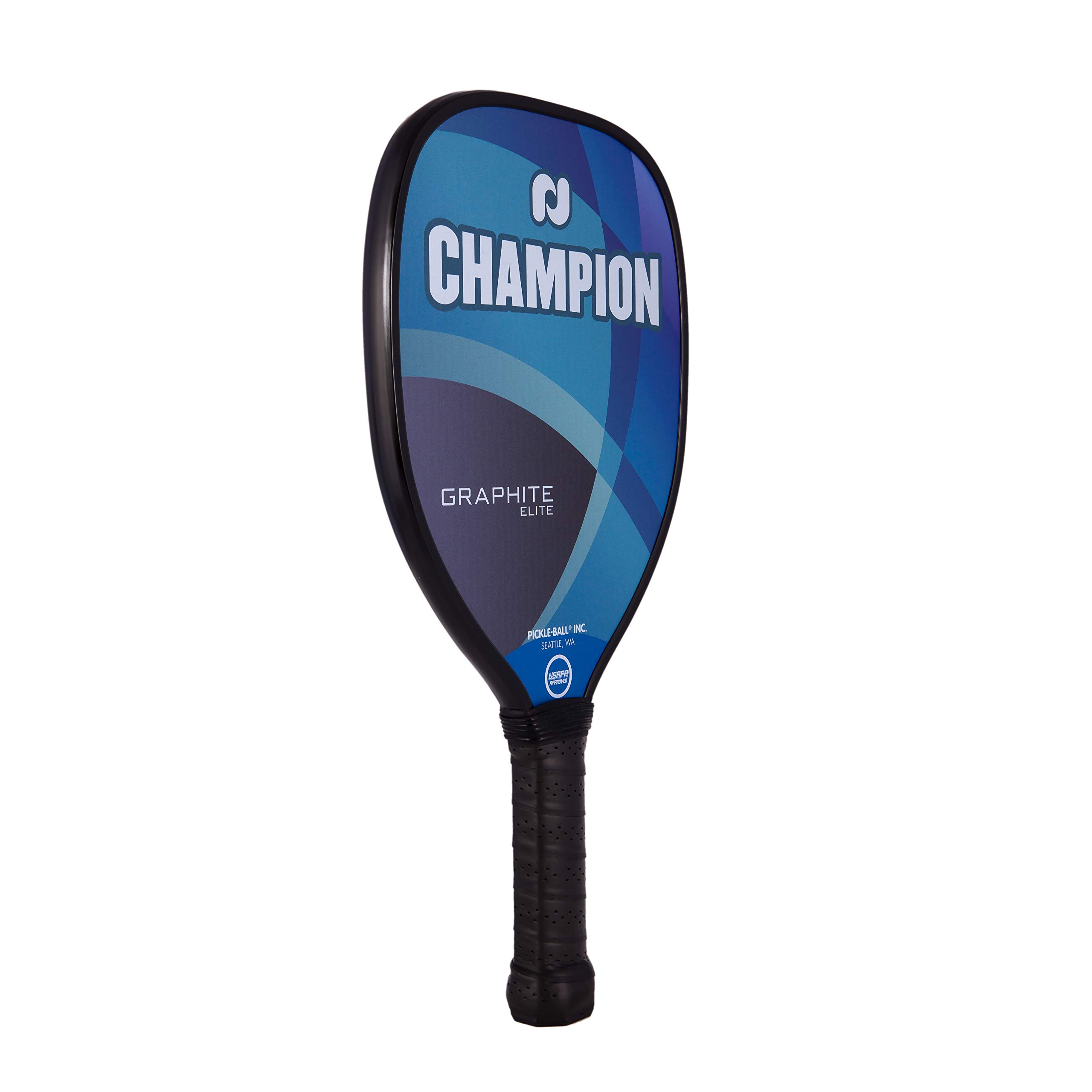 Pickleball, Inc. Champion Graphite Elite Pickleball Paddle | Elite Teardrop Speed & Reaction Shape | Standard Grip | Polymer Honeycomb Core and Graphite Face | Blue