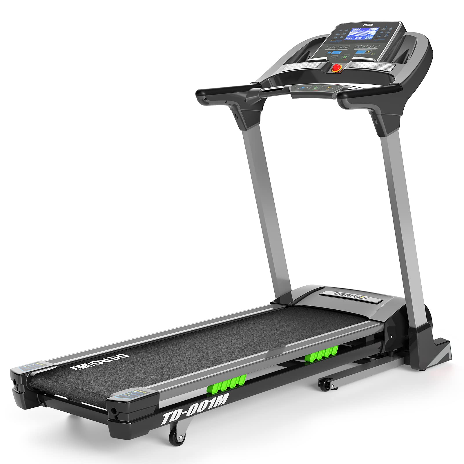 Treadmill with Auto Incline 300+ lb Capacity,DEROFIT Home Use Treadmill with Shock Absorbing Folding Running Machine for Home Gym,51βx17β Running Deck,12 Preset Programs,3.25 HP Electric Treadmill