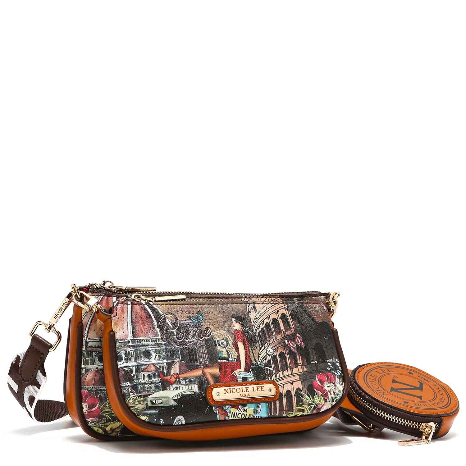 Nicole Lee 3 Piece Crossbody with Coin Purse (MEMORY OF ROME)