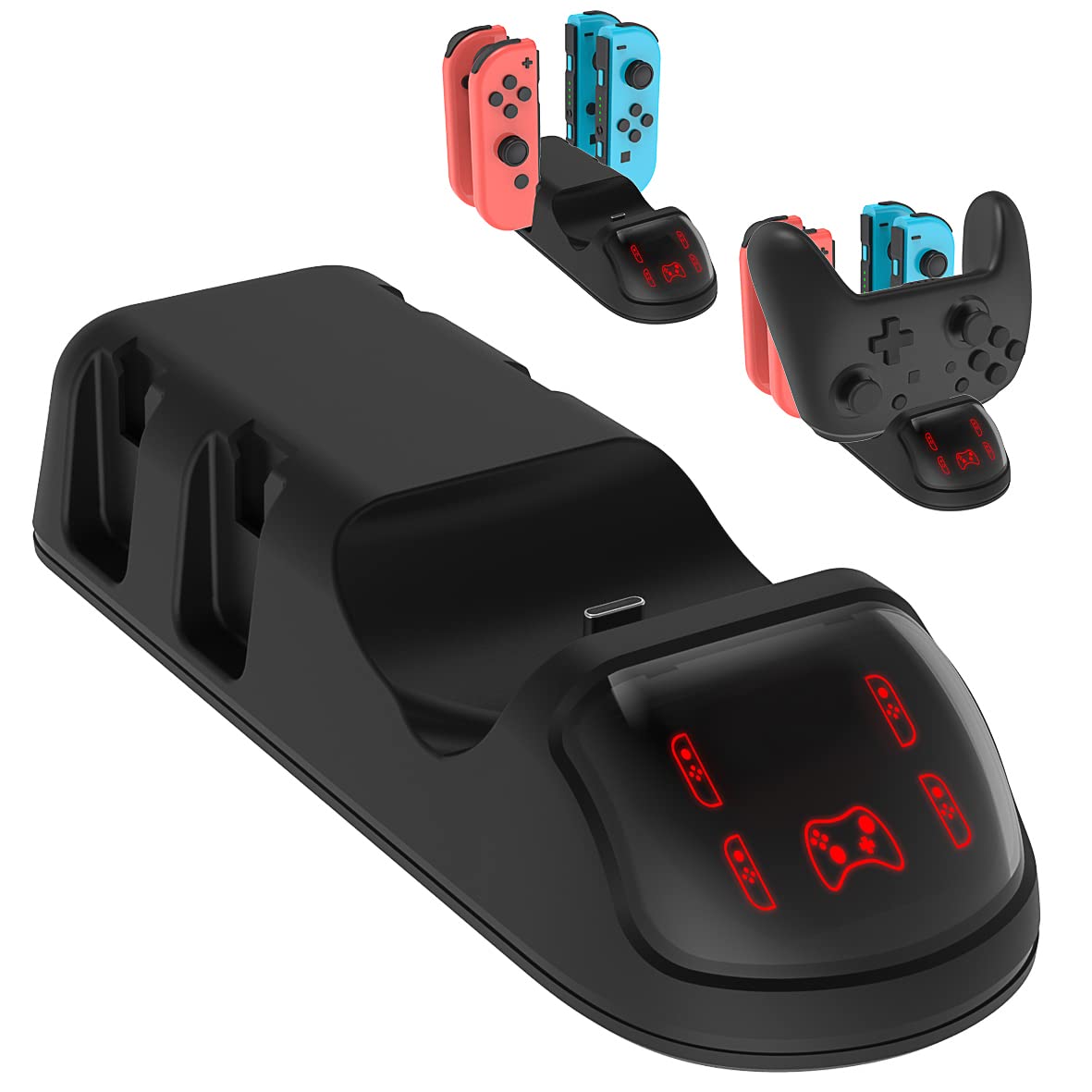 Switch OLED Accessories Bundle Kit - Transparent Case Cover, Screen Protector, Carrying Case Bag, Adjustable Stand, Game Card Case, Joycon Charging Dock for Nintendo Switch OLED Model (2021)