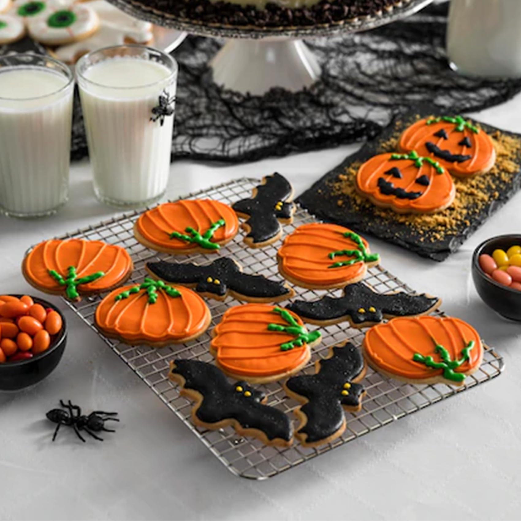 Nunnik Halloween Cookie Cutters 8 Pcs Stainless Steel Metal Cookie Cutter Set Holiday Cookie Cutters Shapes for Baking - Witch's Hat, Pumpkin, Ghost, Bat, Spidder, Star, Haunted House