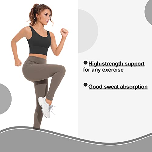 WANOSS High Impact Sports Bras for Women Comfortable Longline Wireless Bras Padded Tank top Workout Gym Yoga(Black M)