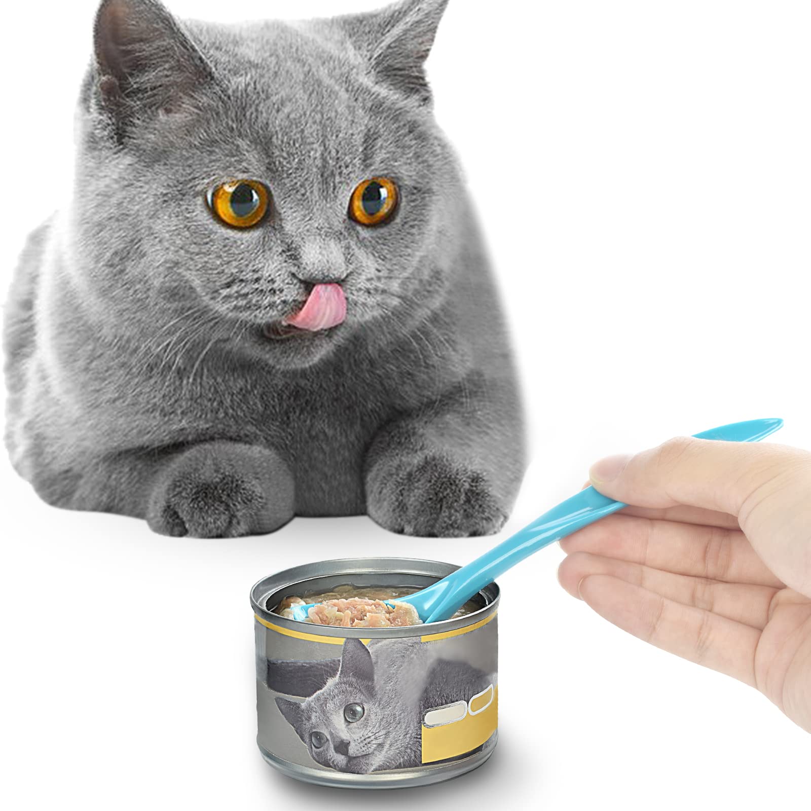 PetBonus 3-Pack Pet Food Can Spoon,Dog Cat Food Spoons, Long Handle Special Curved Design for Dog Cat Food Can Spoons