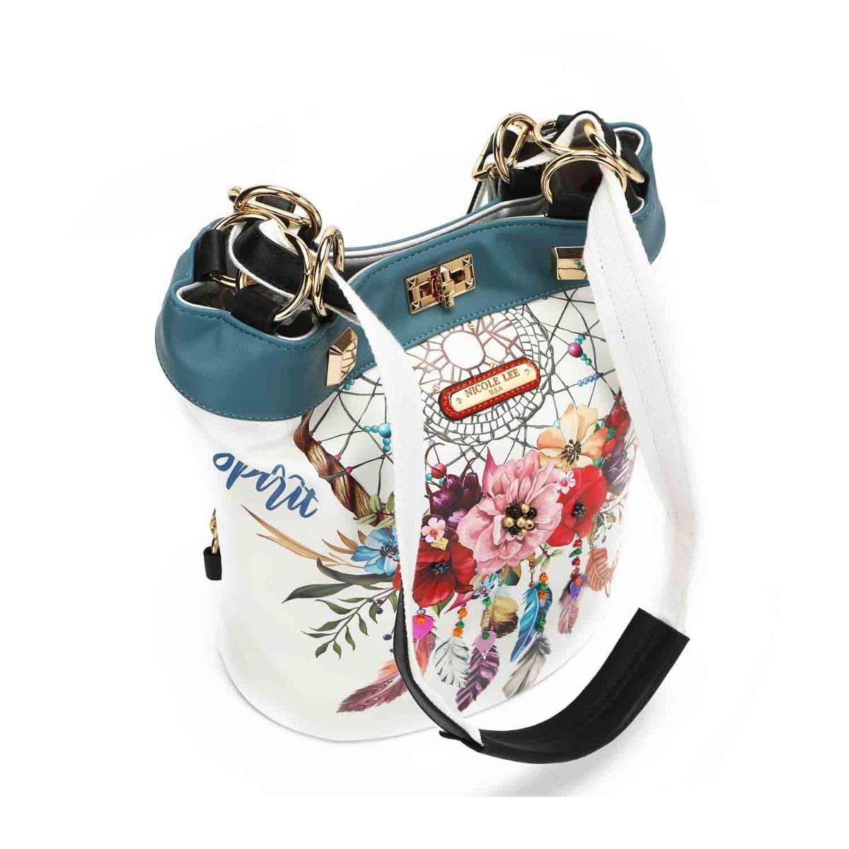 Nicole Lee BOHEMIAN WHITE PRINT STYLISH CONVERTIBLE BACKPACK