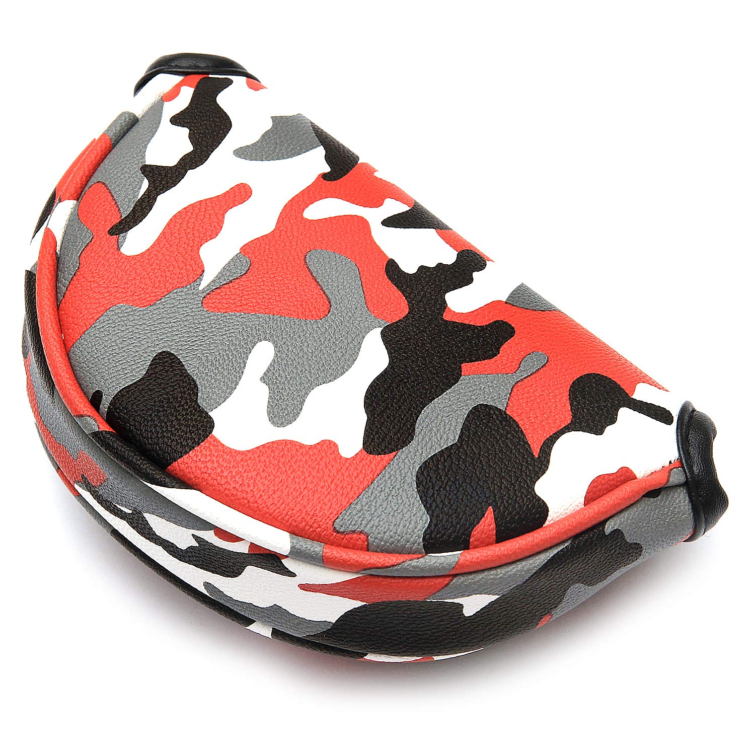SHABIER Unisex Golf Headcover Flag Pattern Half Golf Putter Headcover White Golf Clubs Putter Head Cover (Small Round red)
