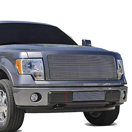 PIT66 Metal Bumper Lower Grill Billet Grille Insert, Compatible with Ford 2009-2014 F150 F-150 Pikcup Coated 8x6 Horizontal