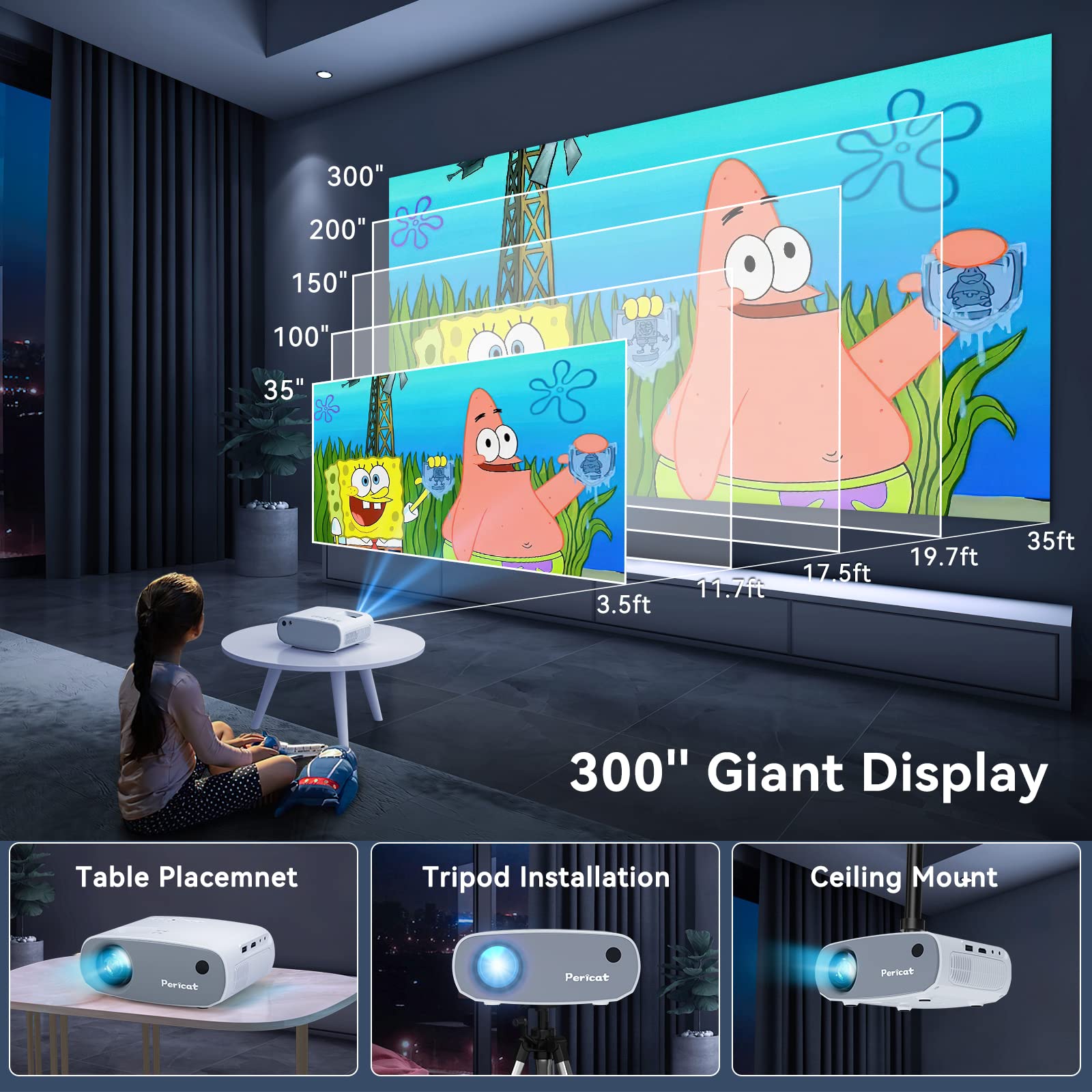 Projector with WiFi and Bluetooth, 5G WiFi Mini Projector, Native1080P Portable Outdoor Projector with Remote Control, 9000Lux Movie Projector Compatible with Smartphone/TV Stick/PS4/Laptop/Switch