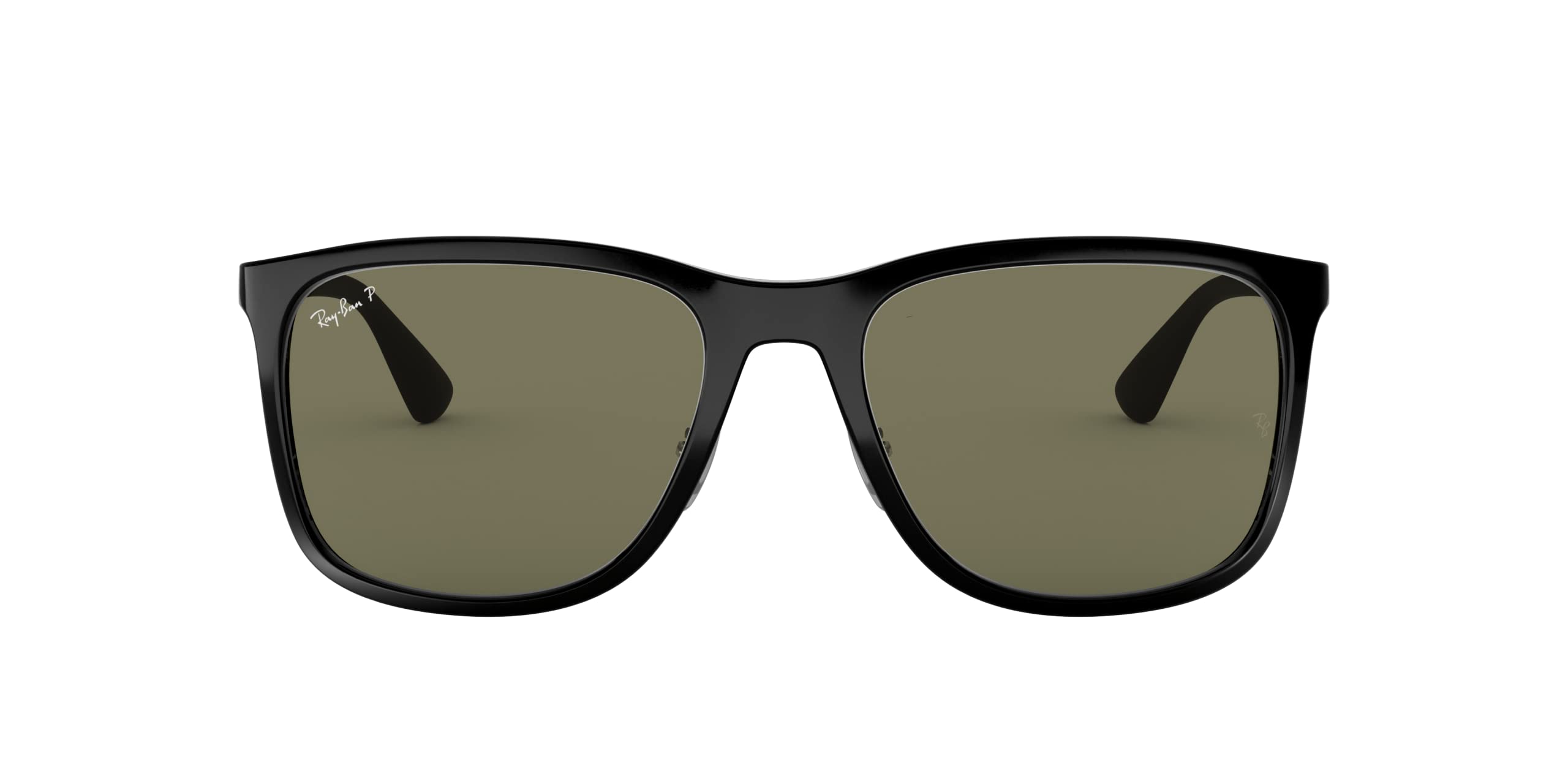 Ray-Ban Men's RB4313 Square Sunglasses, Black/Polarized Green, 58 mm