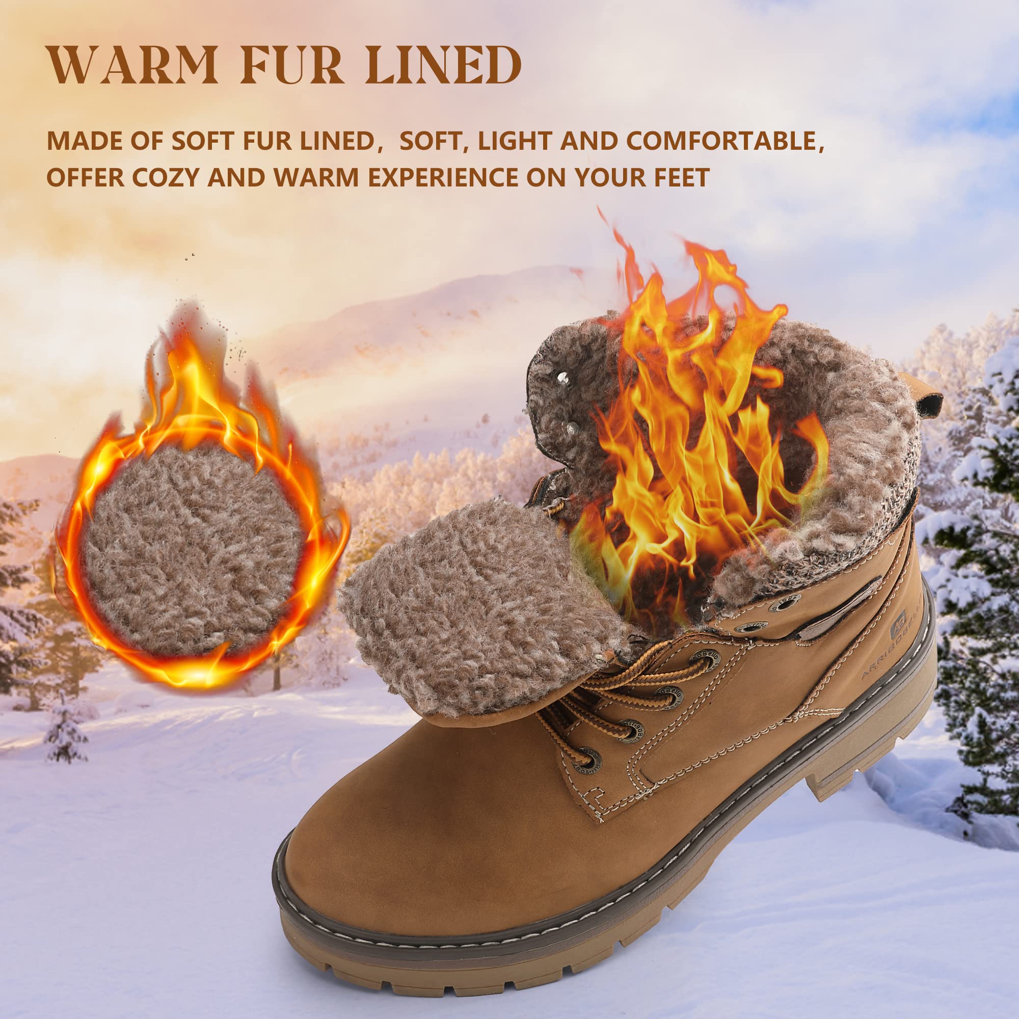 TARELO Women's Snow Boots Hiking Winter Boots Fur Lined Warm Ankle Booties Outdoor Walking Trekking Shoes(Light Pink,9)