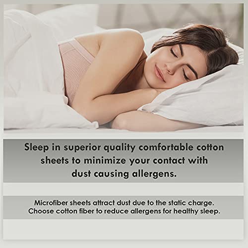 Pizuna Pure 100% Cotton Sheets Queen Size, 600 Thread Count Long Staple Cotton Crisp Sateen Sheets Queen with 15" Deep Pocket (Combed Denim Blue Cotton Sheets Queen)