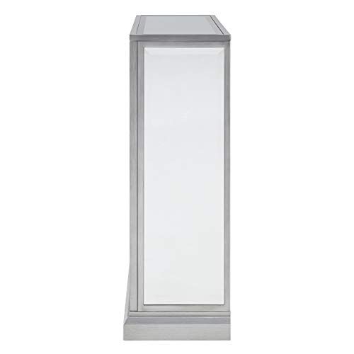 SEI Furniture Trandling Mirrored & Faux Marble Color Changing Electric Fireplace, Antique Silver-White Marble