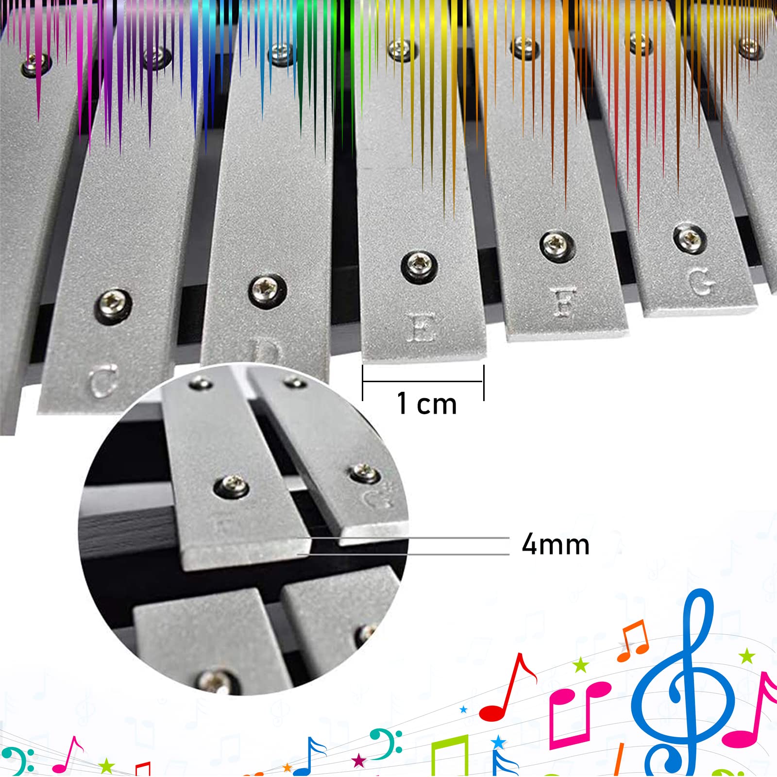 VACHAN 30 Notes Foldable Glockenspiel Xylophone,Percussion Musical Instrument Kit with Mallets and Carrying Bag Silver