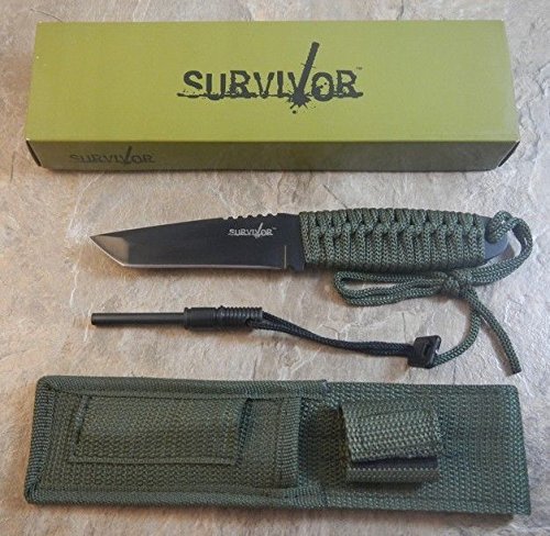 New 8" Tactical Hunting Black Survival Fixed Blade Eco'Gift Limited Edition Knife with Sharp Blade Army Paracord + Sheath Great for Fun and Practical Use!