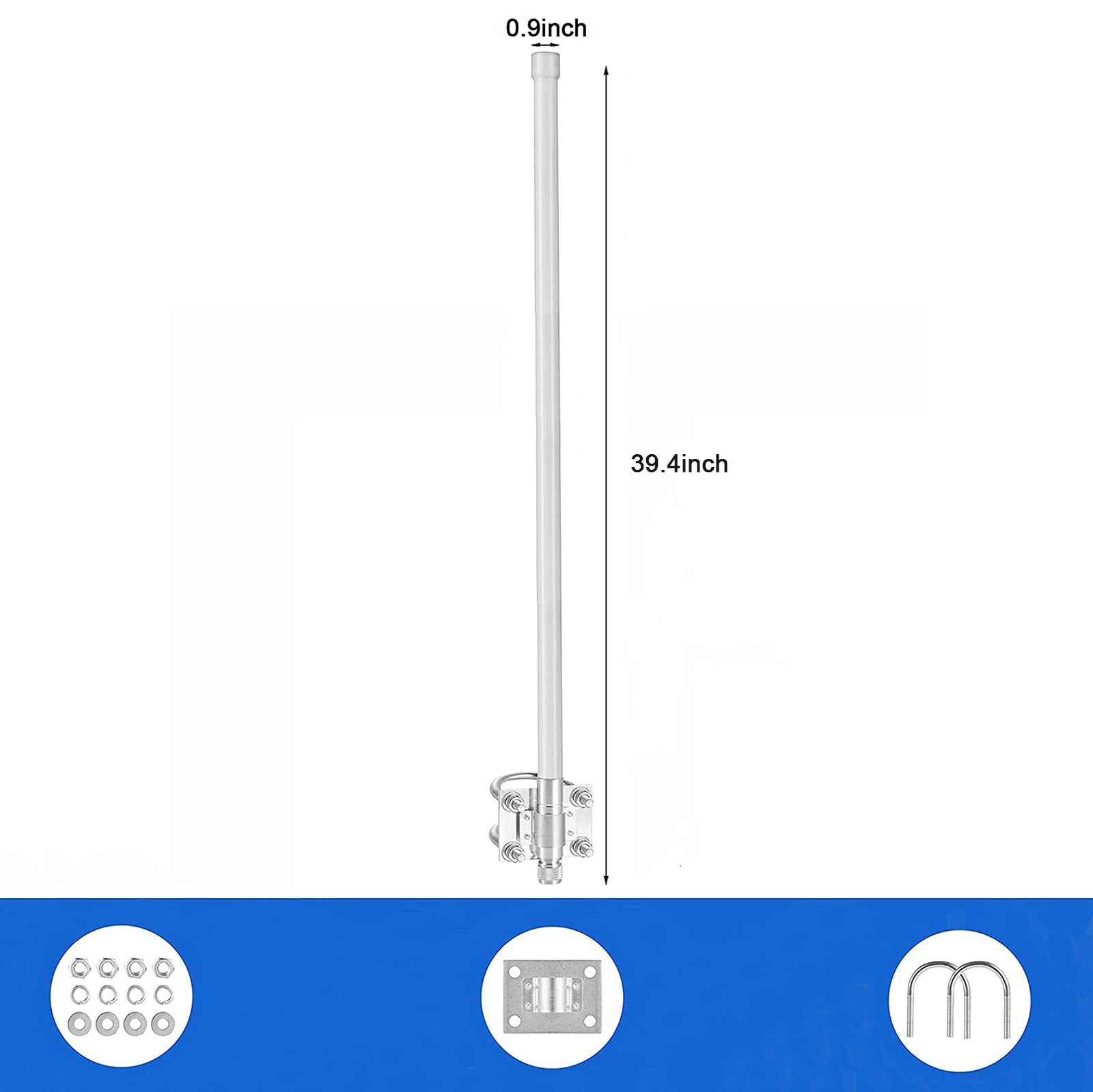 Waterproof 8dBi Long Range Cellular 915MHZ LoRa Gateway Fiberglass Antenna with 5M/16.4FT Cable for Helium Hotspot RAK V1 V2 Nebra Bobcat 300 SenseCAP M1 SyncroB.it Hotspot Finestra HNT Miner，Eifagur